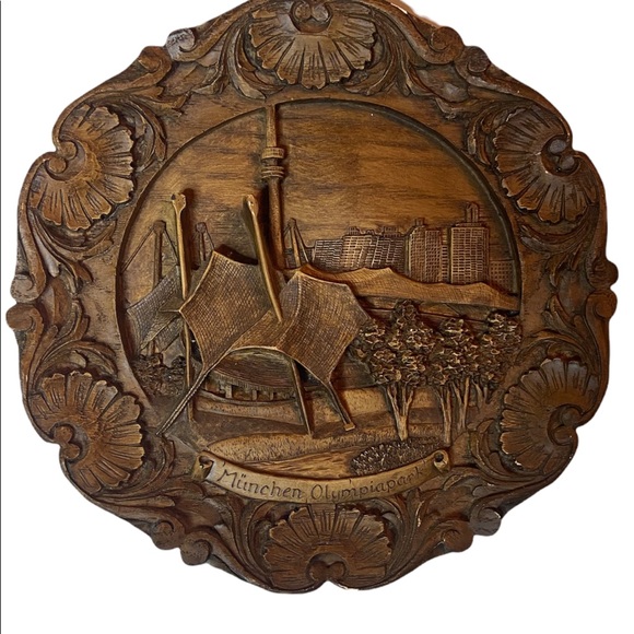 Vintage | Wall Decor | Vintage 3d 7s Round Carved Relief Wooden ...